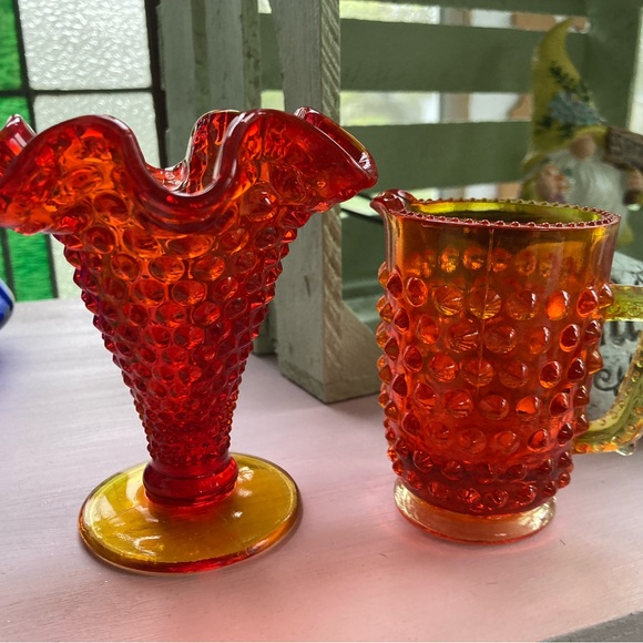 Fenton | Accents | Small Fenton Vintage Amberina Hobnail Pitcher And ...